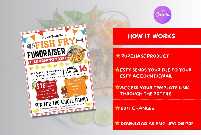 EDITABLE Fish Fry Fundraiser Flyer, Fish Fry Fundraiser Invitation, PTO ...
