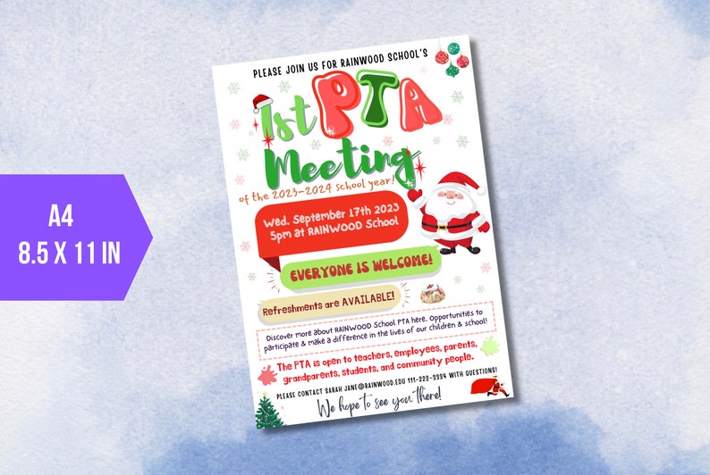 EDITABLE PTA Meeting Handout Flyer School Information Meeting - Etsy