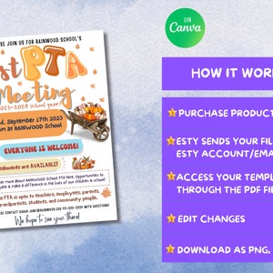 EDITABLE PTA Meeting Handout Flyer, School Information Meeting Flyer ...