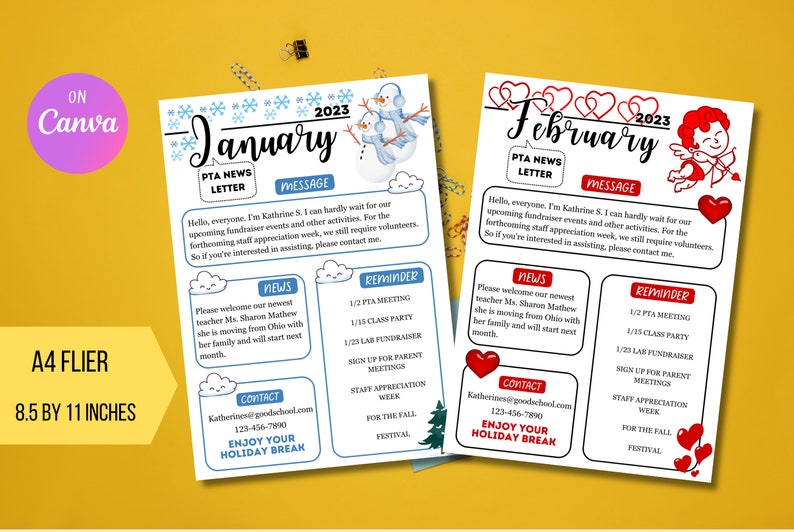 EDITABLE Yearly/monthly Newsletter Template Set Classroom - Etsy