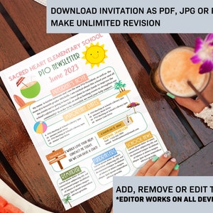 EDITABLE June PTO Newsletter Flyer, School Event, Why Volunteer School ...