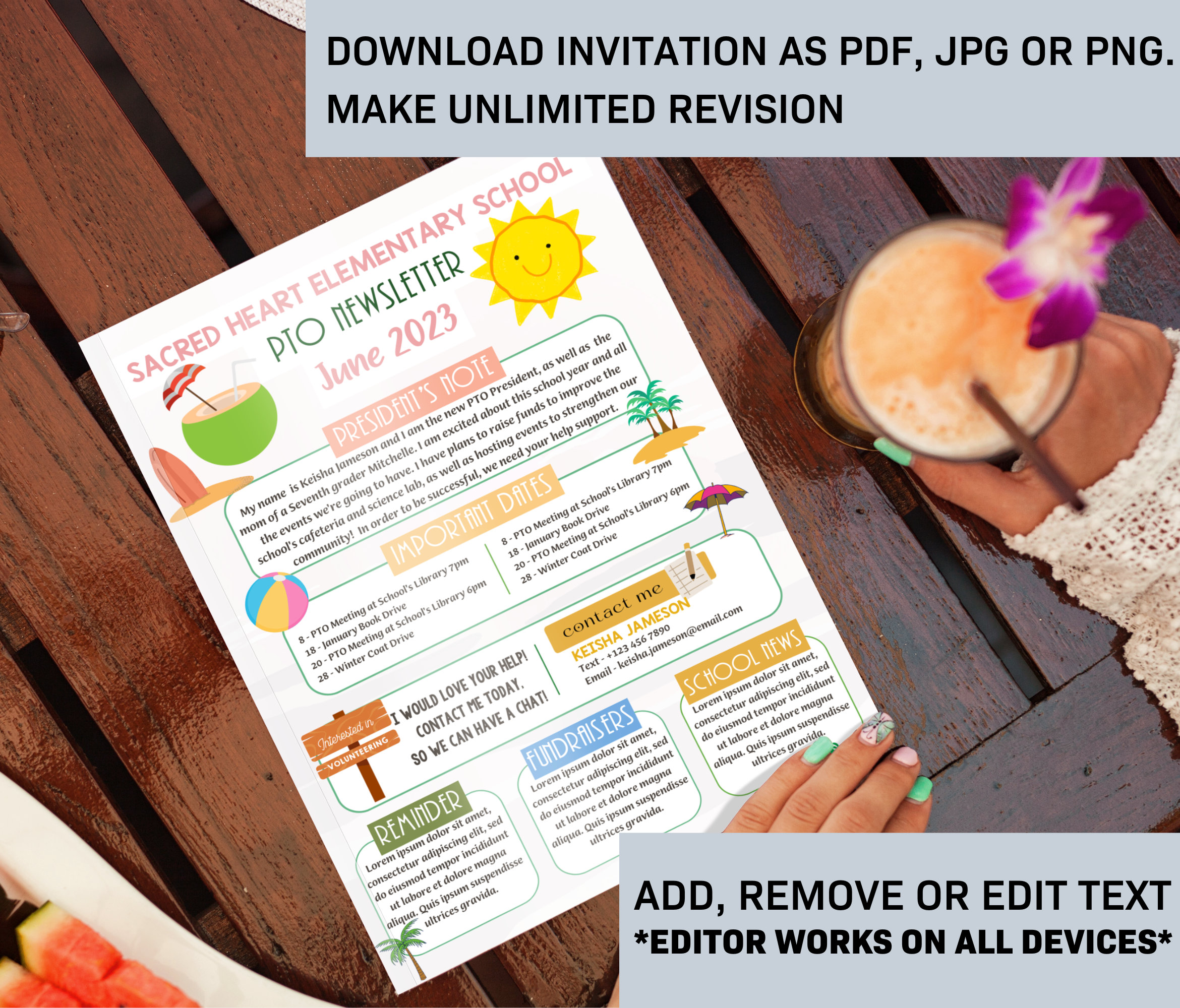 EDITABLE June PTO Newsletter Flyer, School Event, Why Volunteer School ...