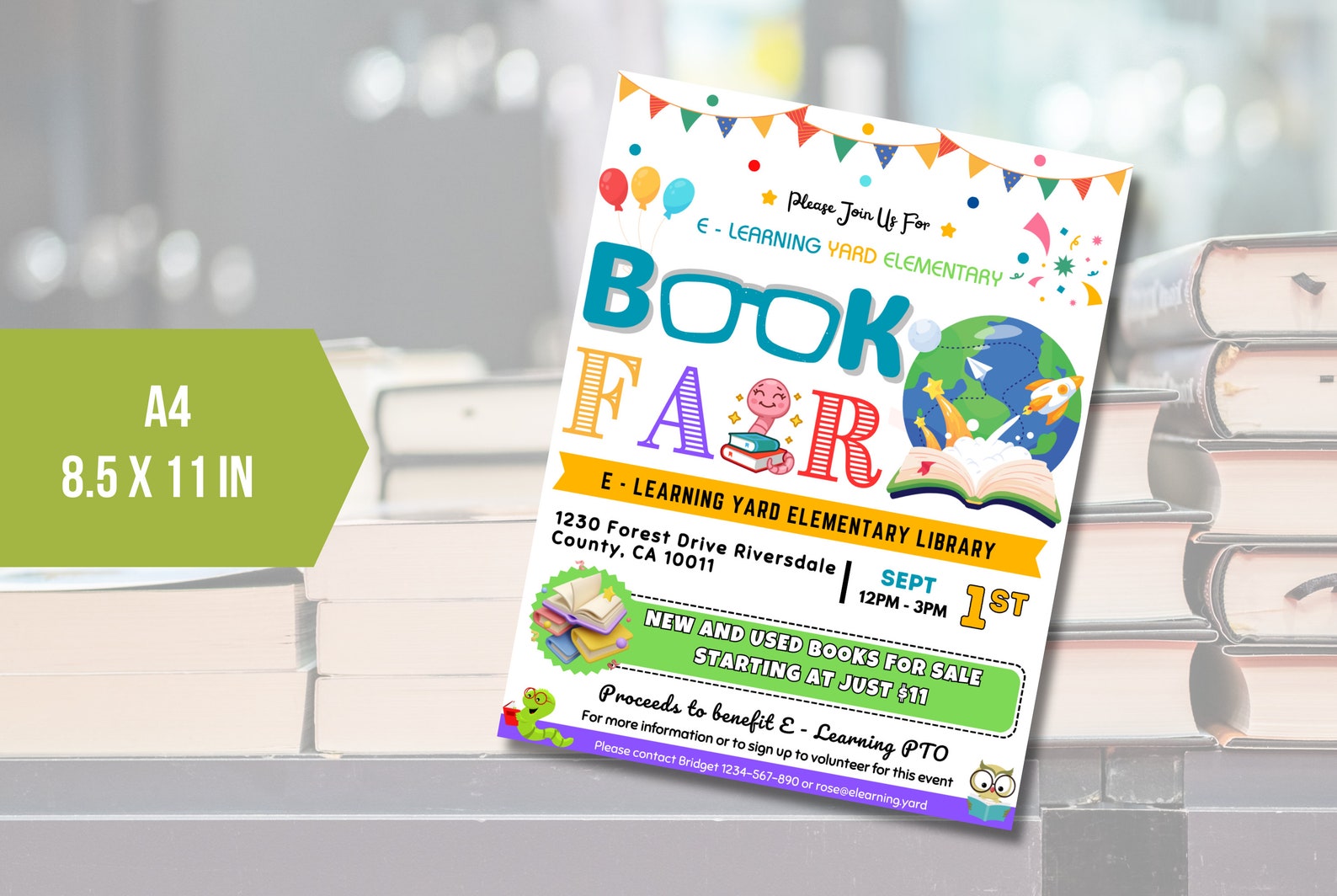 EDITABLE Book Fair Flyer Printable School Fundraiser Invitation ...