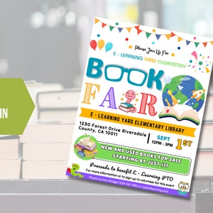 EDITABLE Book Fair Flyer Printable School Fundraiser Invitation ...