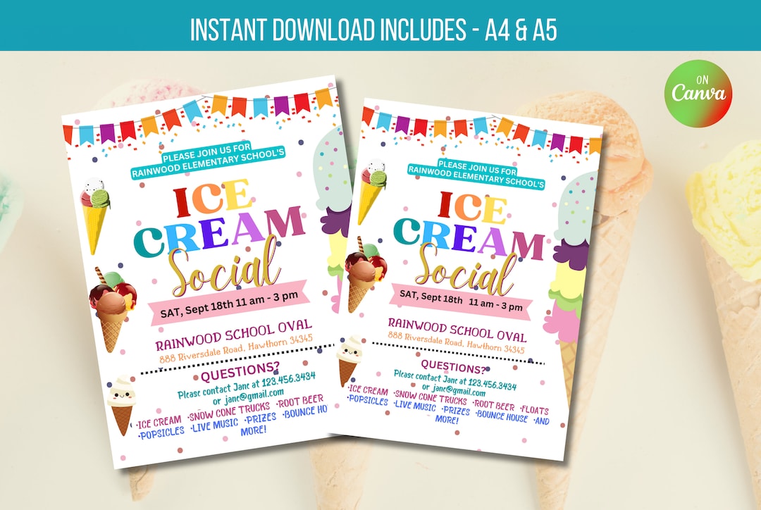 Ice Cream Flyer, Teacher Appreciation Week, Ice Cream Social Flyer ...