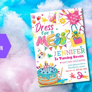 EDITABLE Birthday Invitation, Dress for A Mess Birthday Party Invite ...