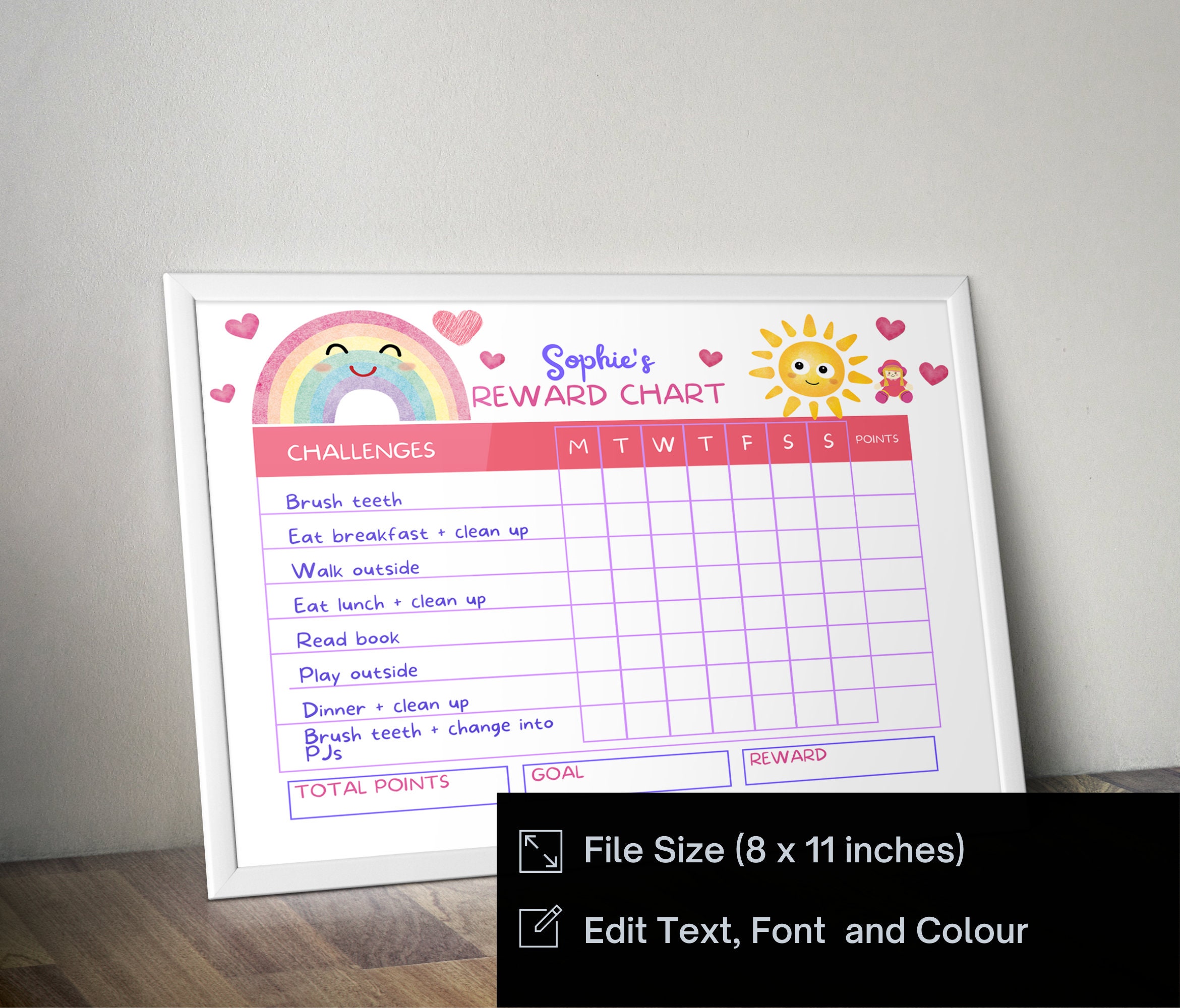PRINTABLE Rainbow Reward Chart Sunshine Behavior Chart Girl - Etsy