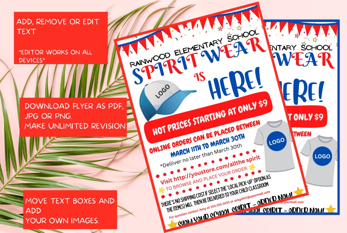 School Spirit Wear Fundraiser Flyer Clothing T-shirt Sale - Etsy