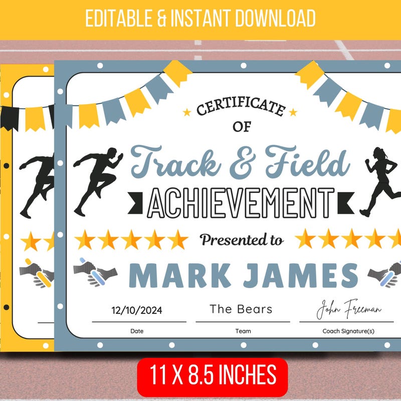Track and Field Certificates - Etsy