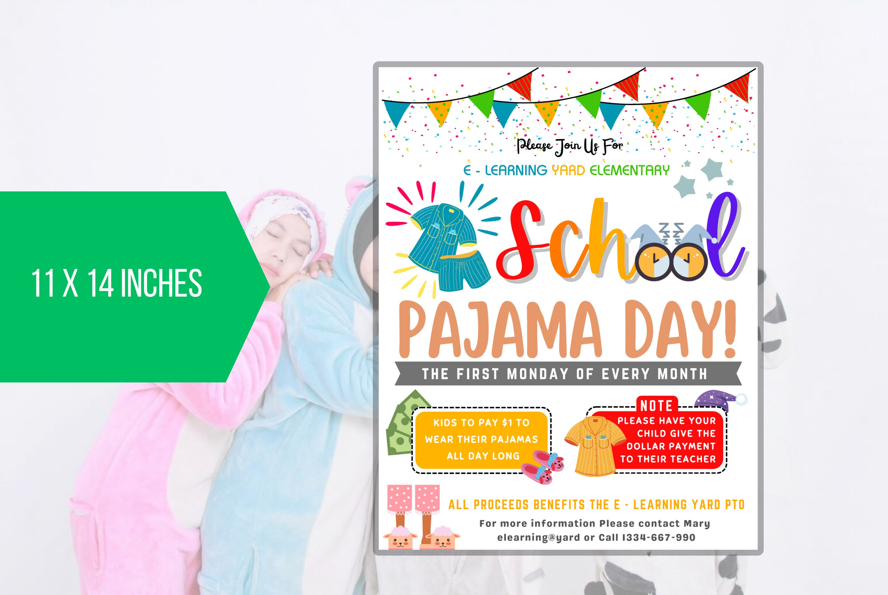 EDITABLE School Pajama Day Flyer, School Spirit Party, School ...