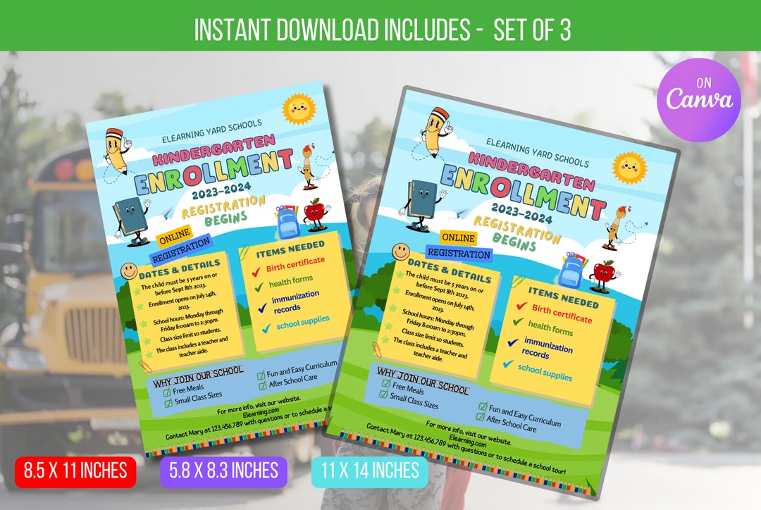EDITABLE Kindergarten Enrollment Flyer, Registration Flyer, School ...