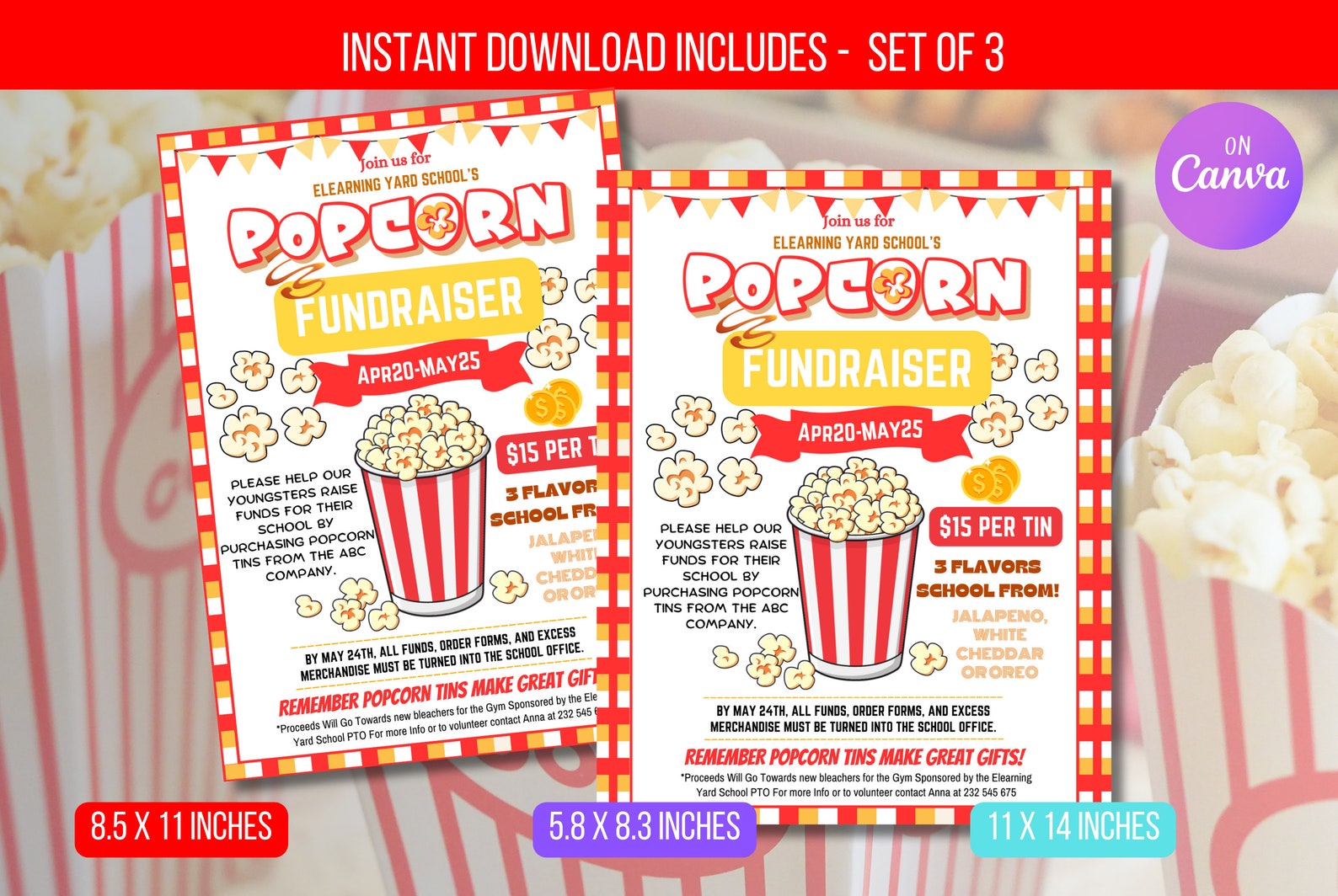 EDITABLE Popcorn Fundraiser Flyer Template, Non Profit Event Poster ...