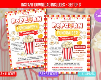 Popcorn Fundraiser Flyer, Editable PTA PTO School Church Popcorn ...