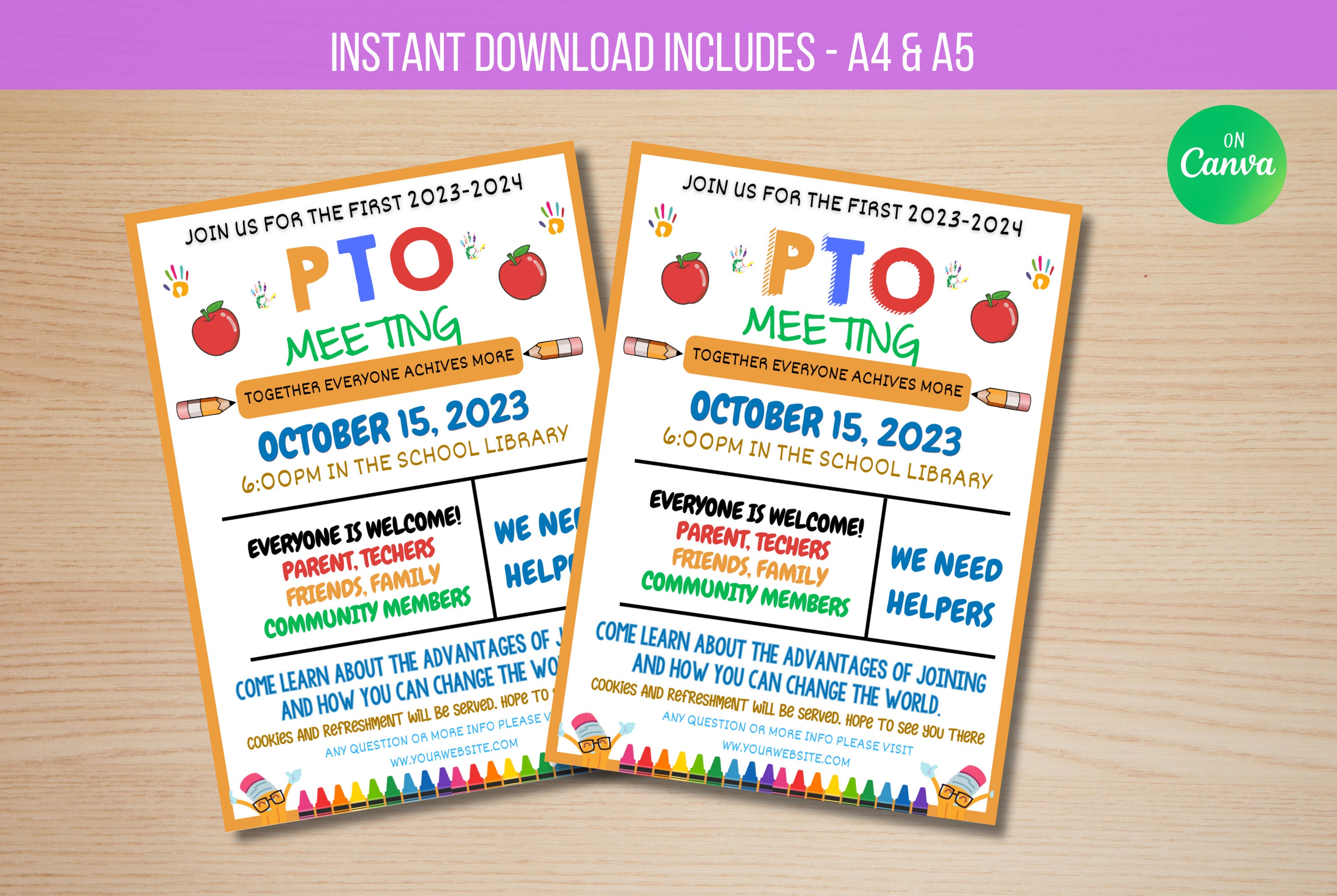EDITABLE PTO PTA Meeting Handout Flyer School Fundraiser - Etsy