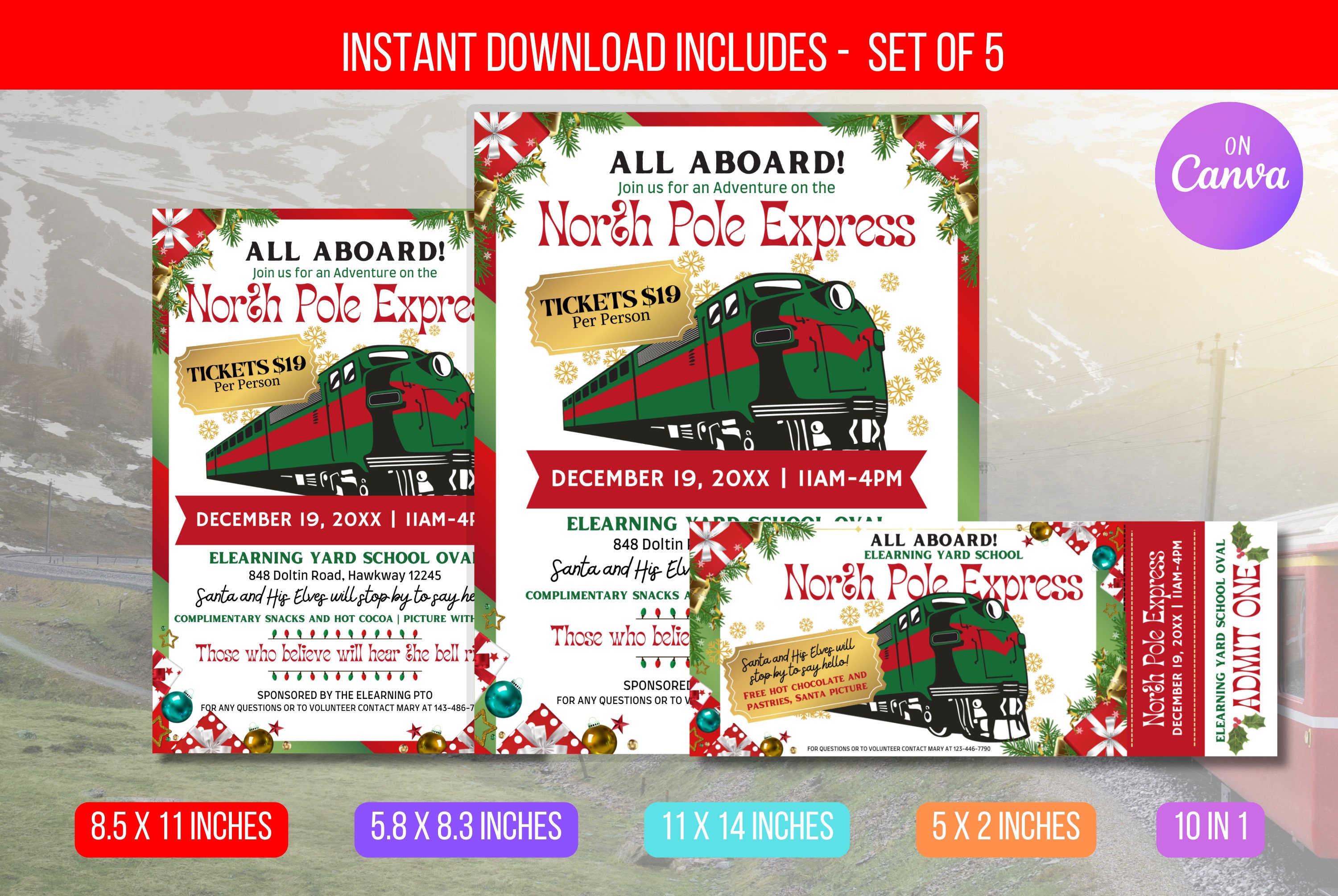 EDITABLE Northpole Express Train Flyer With Ticket Santa - Etsy