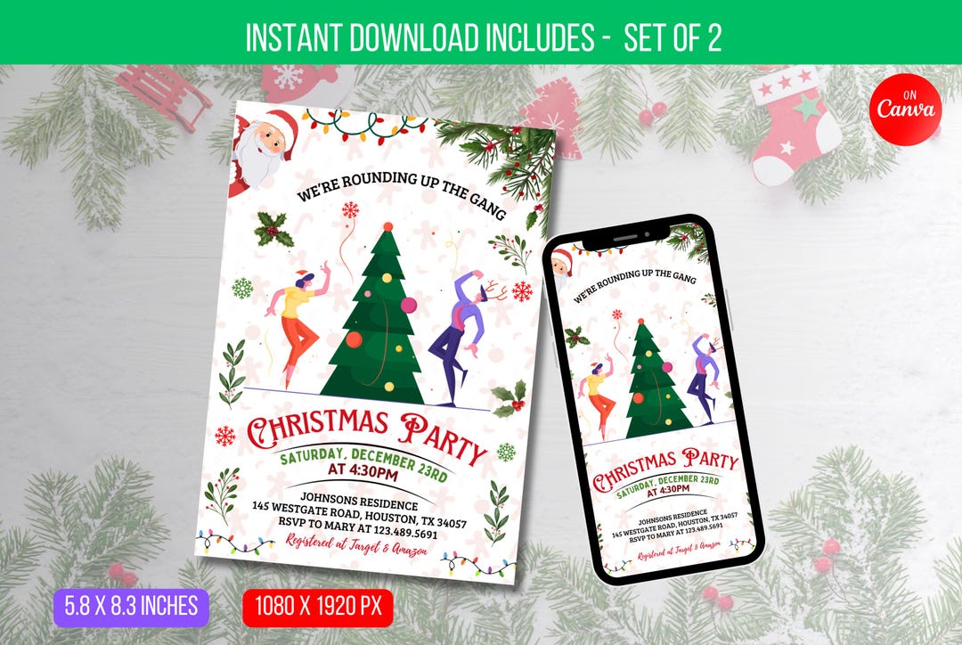 EDITABLE Christmas Party Invitation, Holiday Party Invite Printable ...