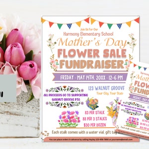 EDITABLE Mother's Day Flower Fundraiser Flyer, Printable Invite ...
