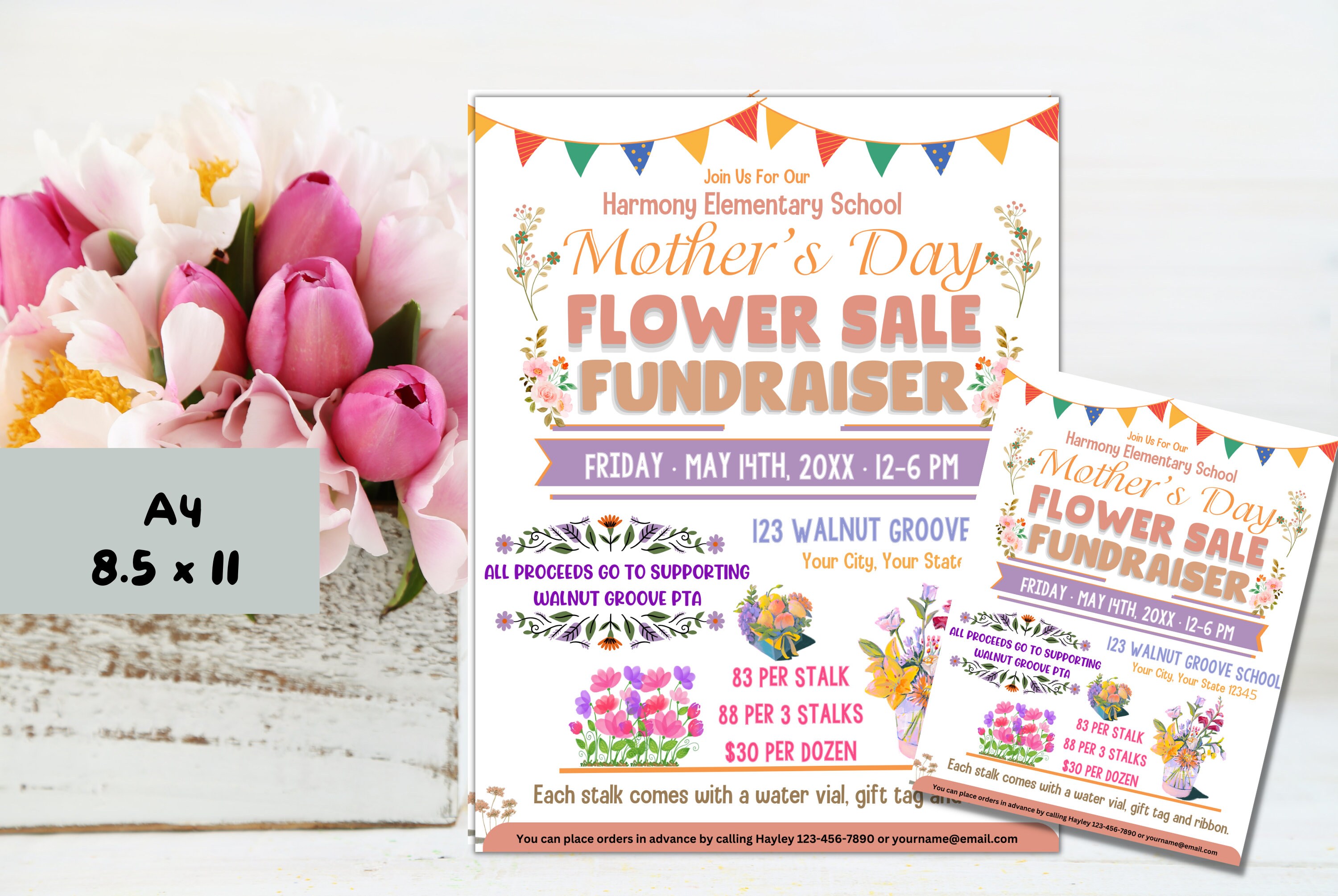 EDITABLE Mother's Day Flower Fundraiser Flyer, Printable Invite ...