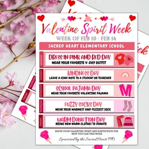 Valentines Spirit Week School Flyer. Festive Spirit Week PTO Flyer ...