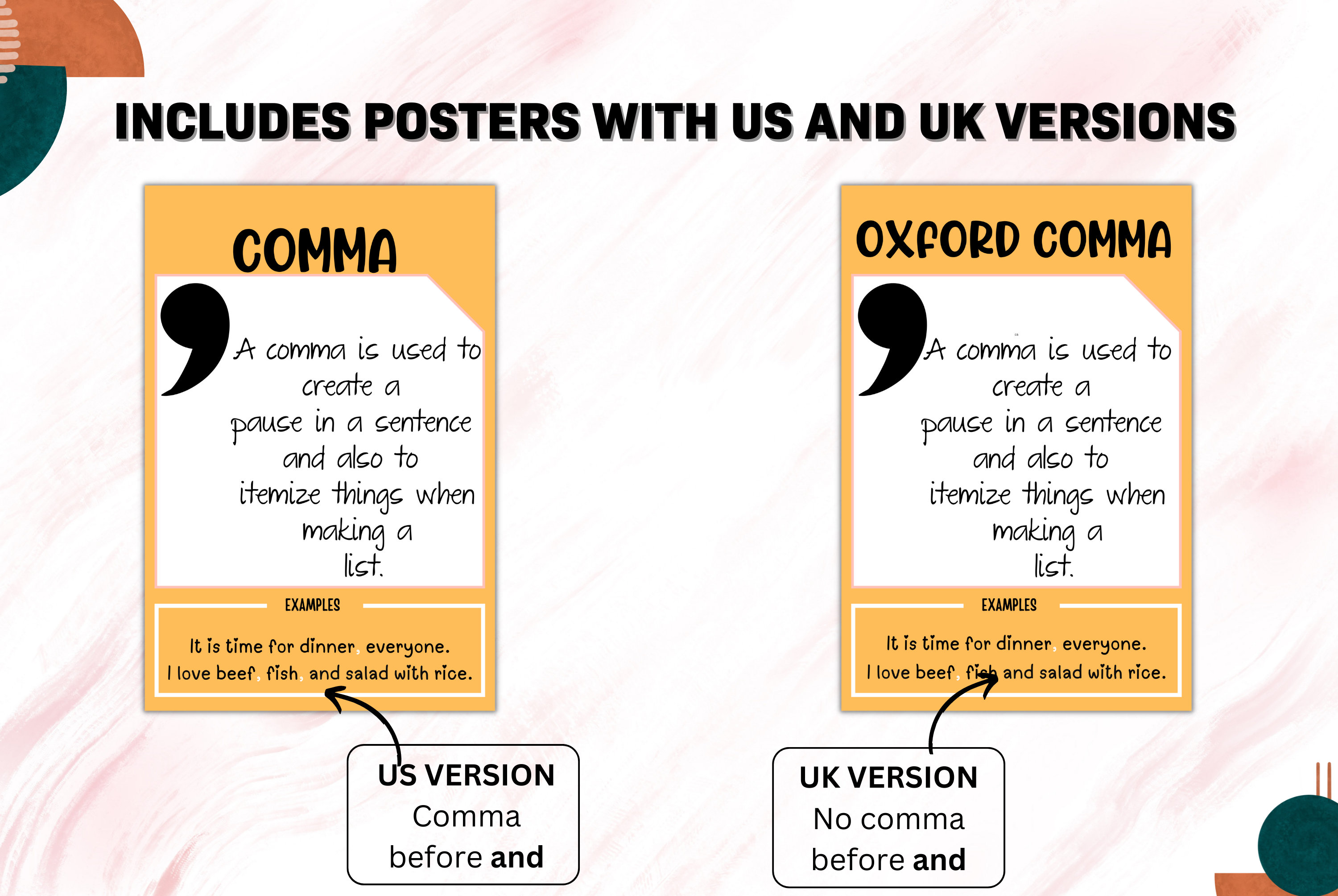 Boho Punctuation Posters | Educational Posters | English Posters ...