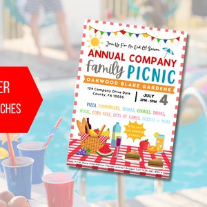 EDITABLE Annual Family Picnic Flyer Template, Staff Customer ...