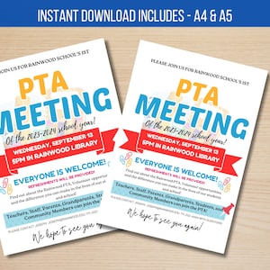 EDITABLE PTA Meeting Handout Flyer, School Information Meeting Flyer ...