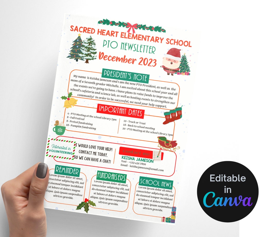 EDITABLE December PTO Newsletter Flyer, School Event, Why Volunteer ...