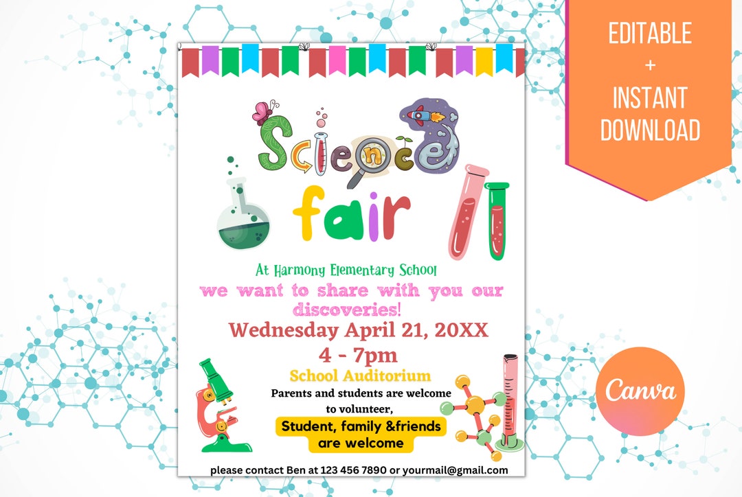 Science Fair Editable Flyer, PRINTABLE Template for School Event ...