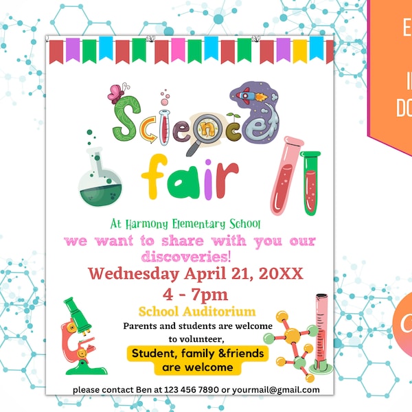 Science Fair Invitation Template - Etsy