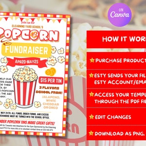 EDITABLE Popcorn Fundraiser Flyer Template, Non Profit Event Poster ...
