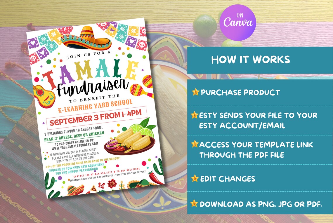 EDITABLE Tamale Fundraiser, Mexican Food Dinner Night Event, PTO PTA ...