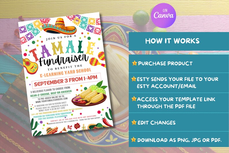 EDITABLE Tamale Fundraiser, Mexican Food Dinner Night Event, PTO PTA ...
