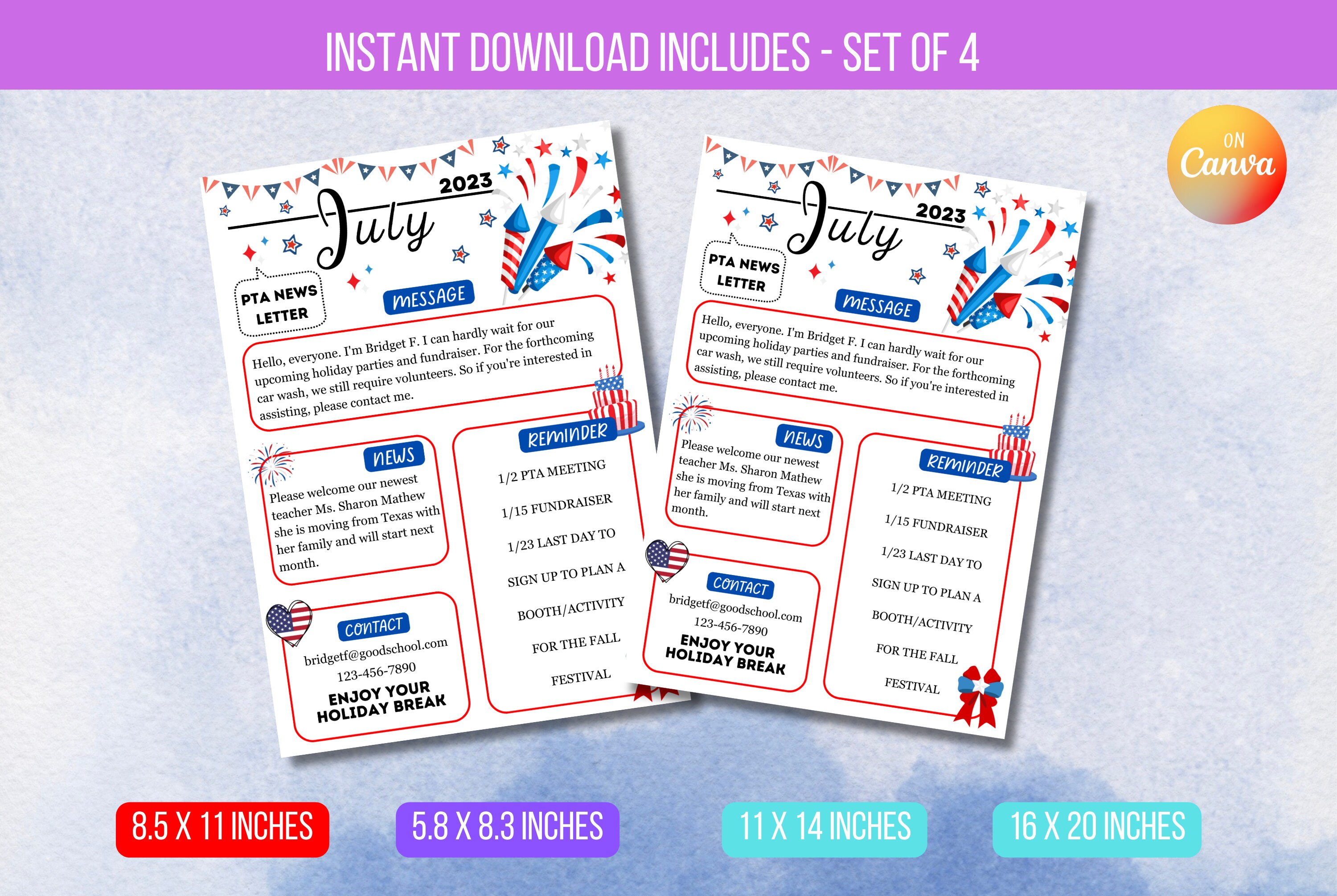 EDITABLE July Newsletter Template Classroom Printable Handout - Etsy