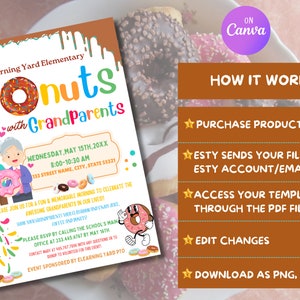 EDITABLE Donuts With Grandparents Flyer, School Grandparents Event ...