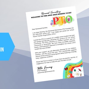 EDITABLE PTO President Letter, Pto President Welcome Letter School ...