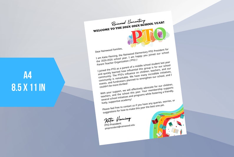EDITABLE PTO President Letter Pto President Welcome Letter - Etsy