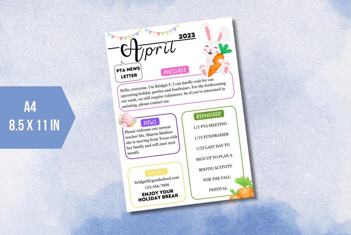 EDITABLE April Newsletter Template Classroom Printable - Etsy
