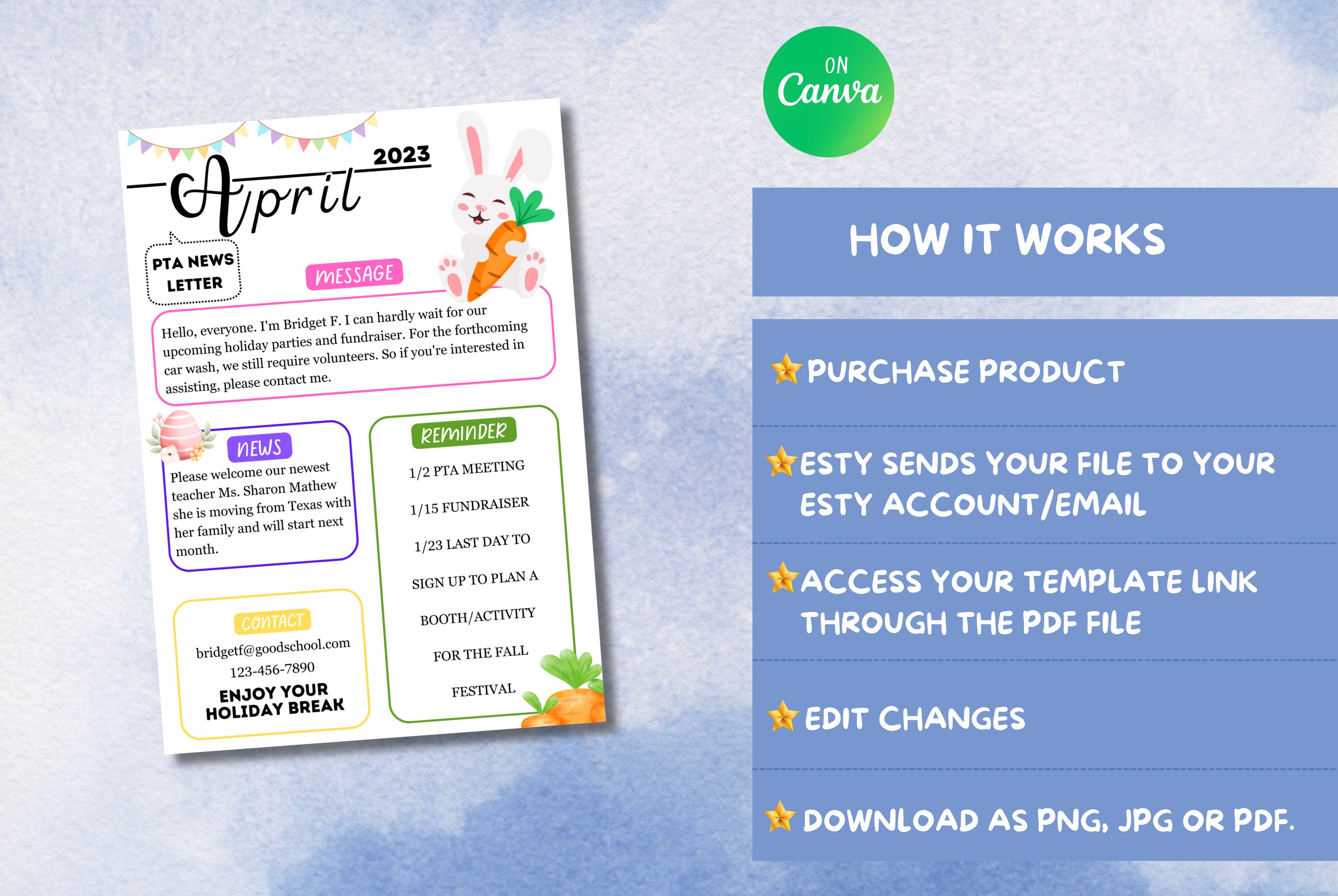 EDITABLE April Newsletter Template Classroom Printable - Etsy