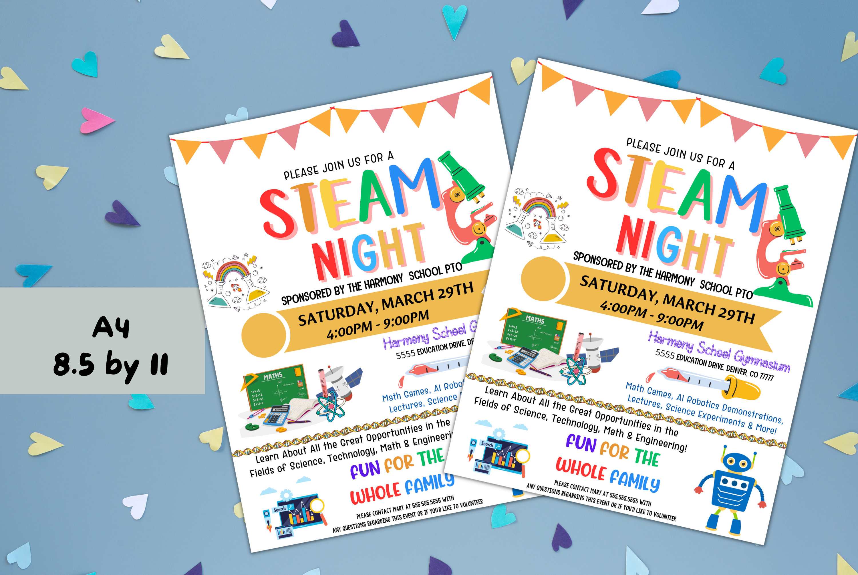 EDITABLE Family Steam Night Flyer, School PTA PTO Flyer, Community ...