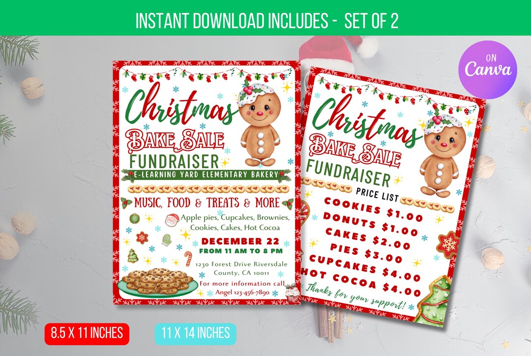 EDITABLE Christmas Bake Sale Flyer - School Bake Sale Flyer - Church ...