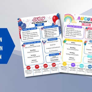 EDITABLE Monthly Newsletter Template Set, Classroom Printable Handout ...