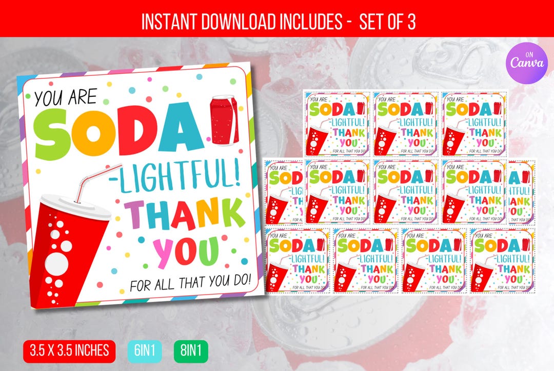 EDITABLE You're Soda-lightful, Soda Appreciation Sign, Staff Employee ...