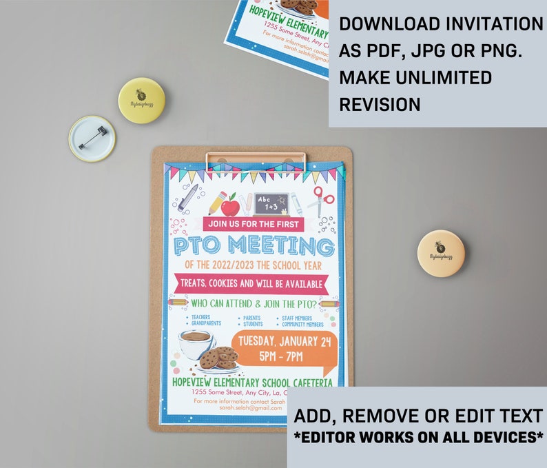 Editable/printable PTO PTA Meeting Handout Flyer School - Etsy