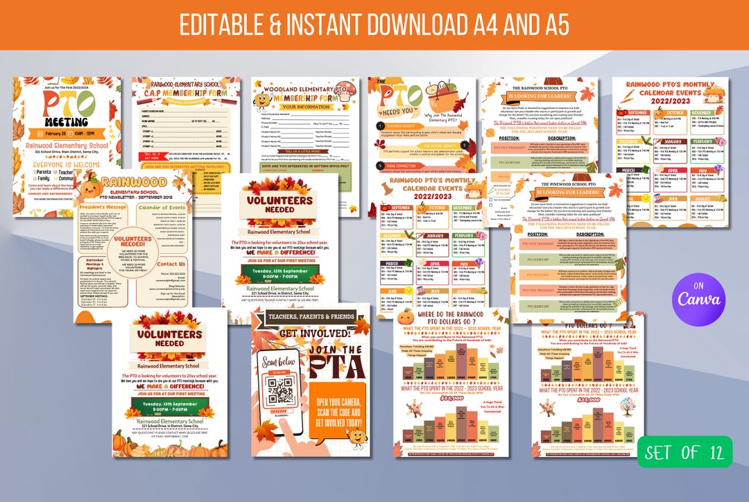 EDITABLE PTO Flyer Bundle, Printable School PTO Information Forms ...