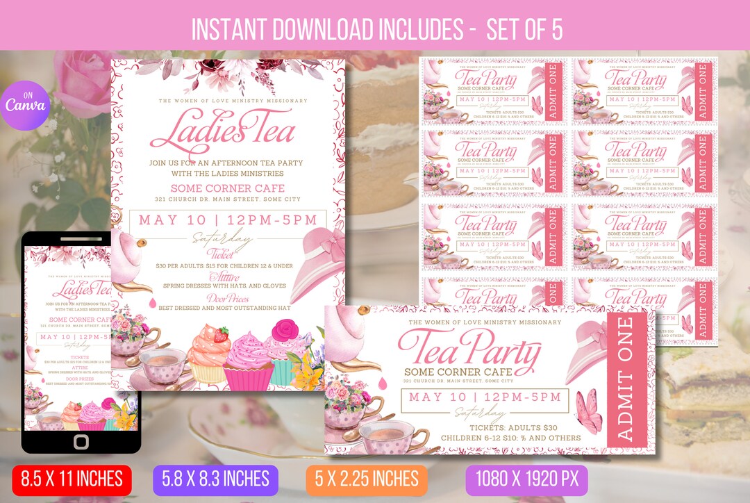 EDITABLE Ladies Tea Event Flyer Printable With Ladies Conference Event ...