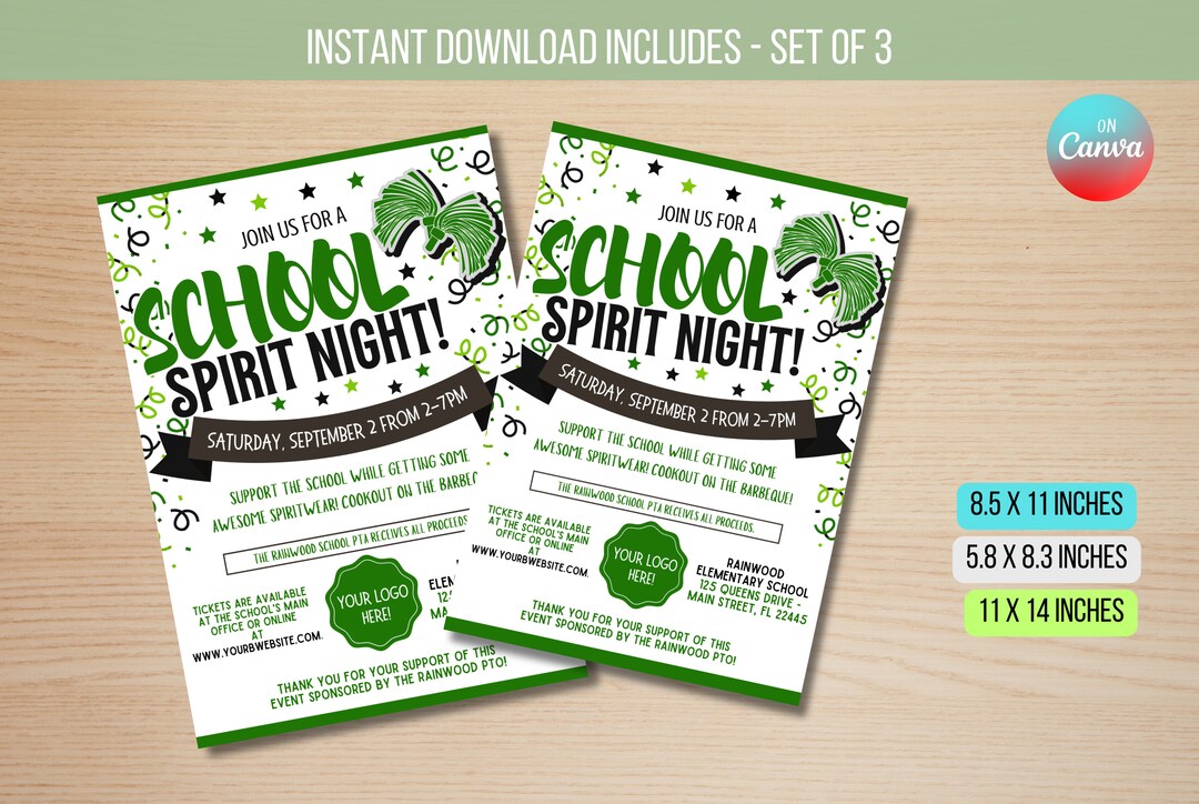 Editable School Spirit Flyer, School Spirit Night Party, Spirt Night ...