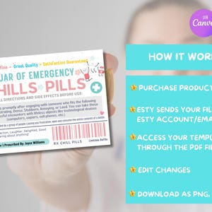 EDITABLE Chill Pill Label, Funny Gag Gift Professional Office Gift ...