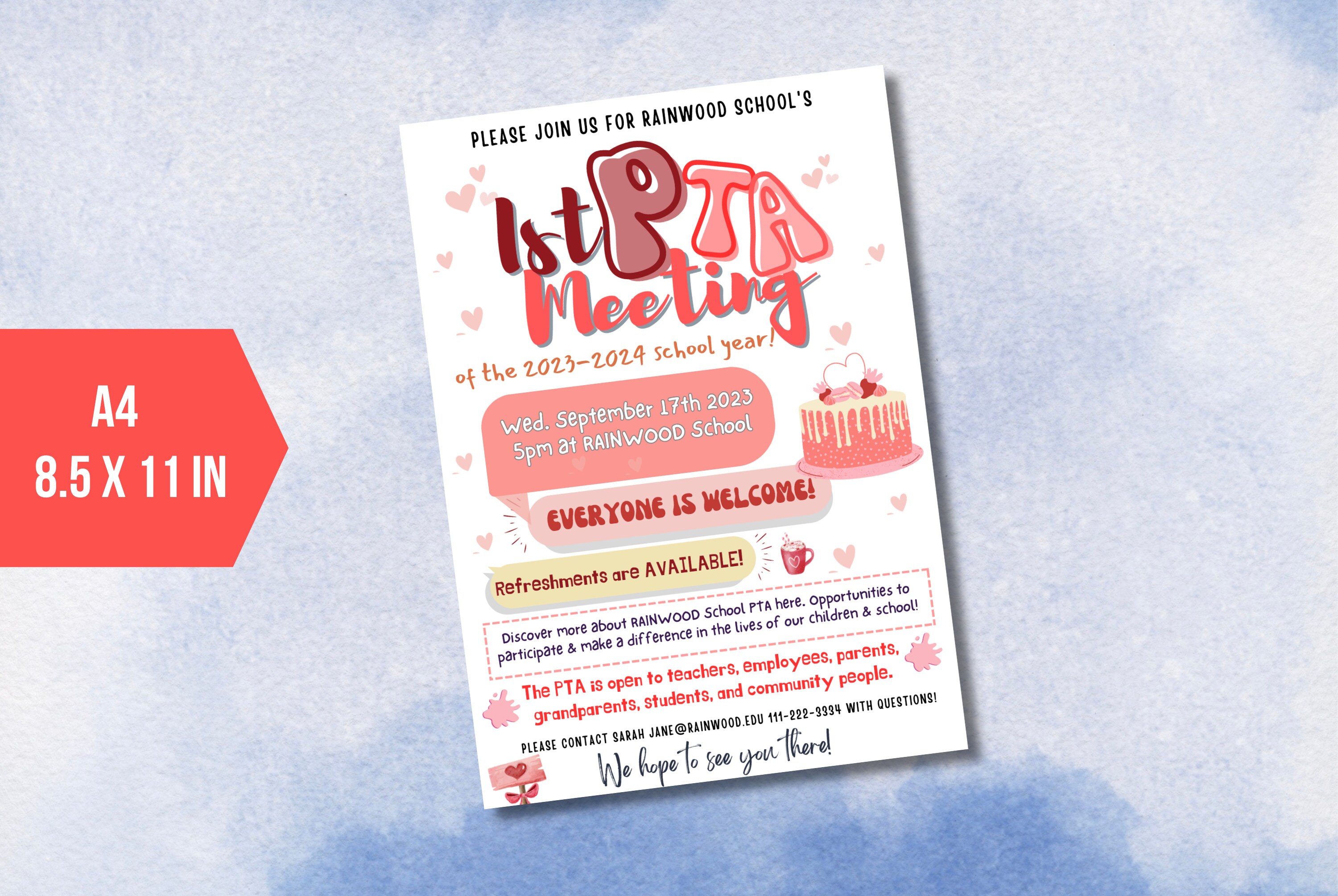 EDITABLE PTA Meeting Handout Flyer School Information Meeting - Etsy