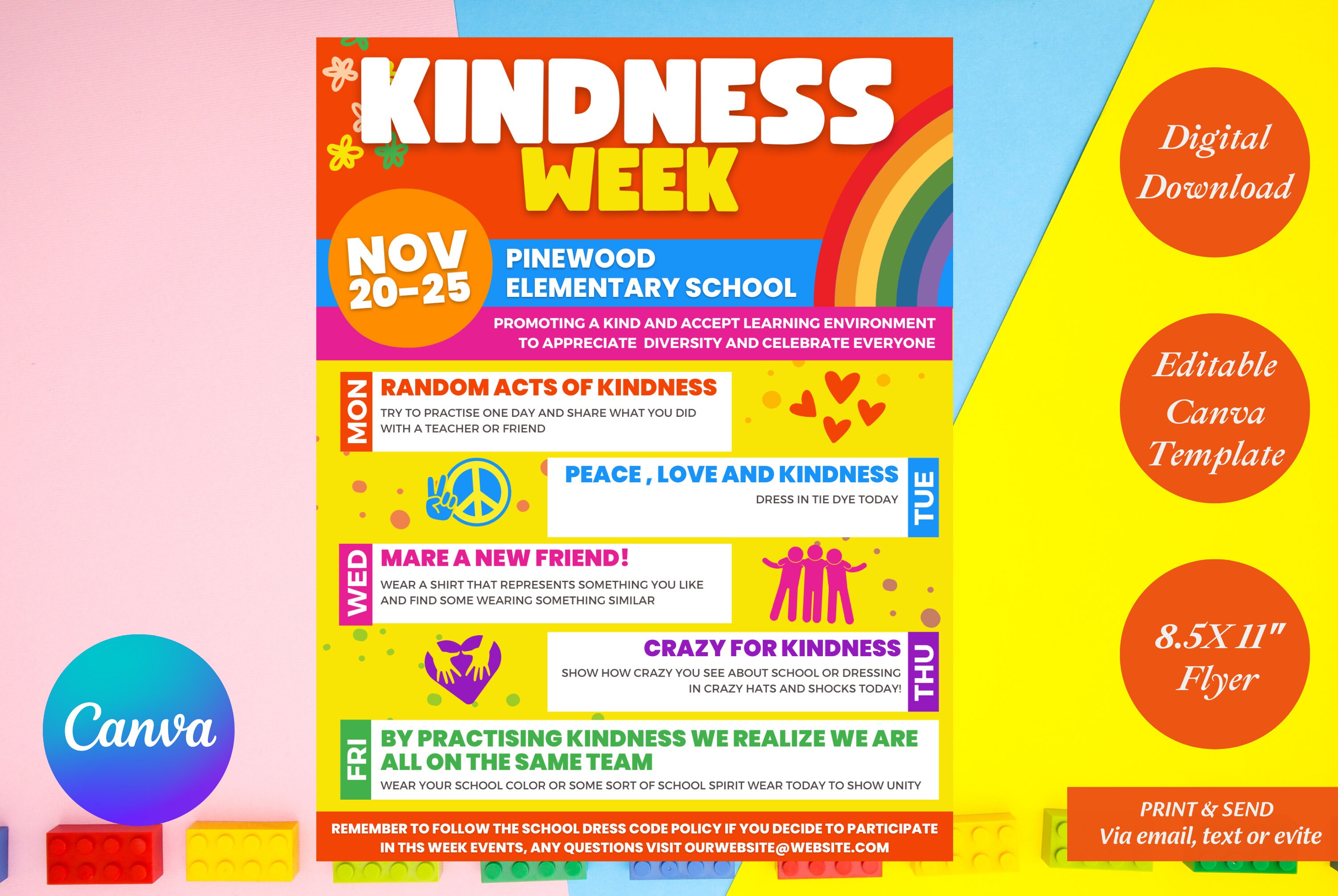 Kindness Week Itinerary Flyer Diversity Inclusion Printable - Etsy