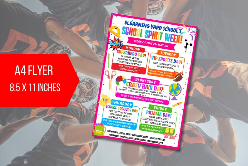 EDITABLE School Spirit Week Flyer, School Spirit Week Poster, Spirit ...
